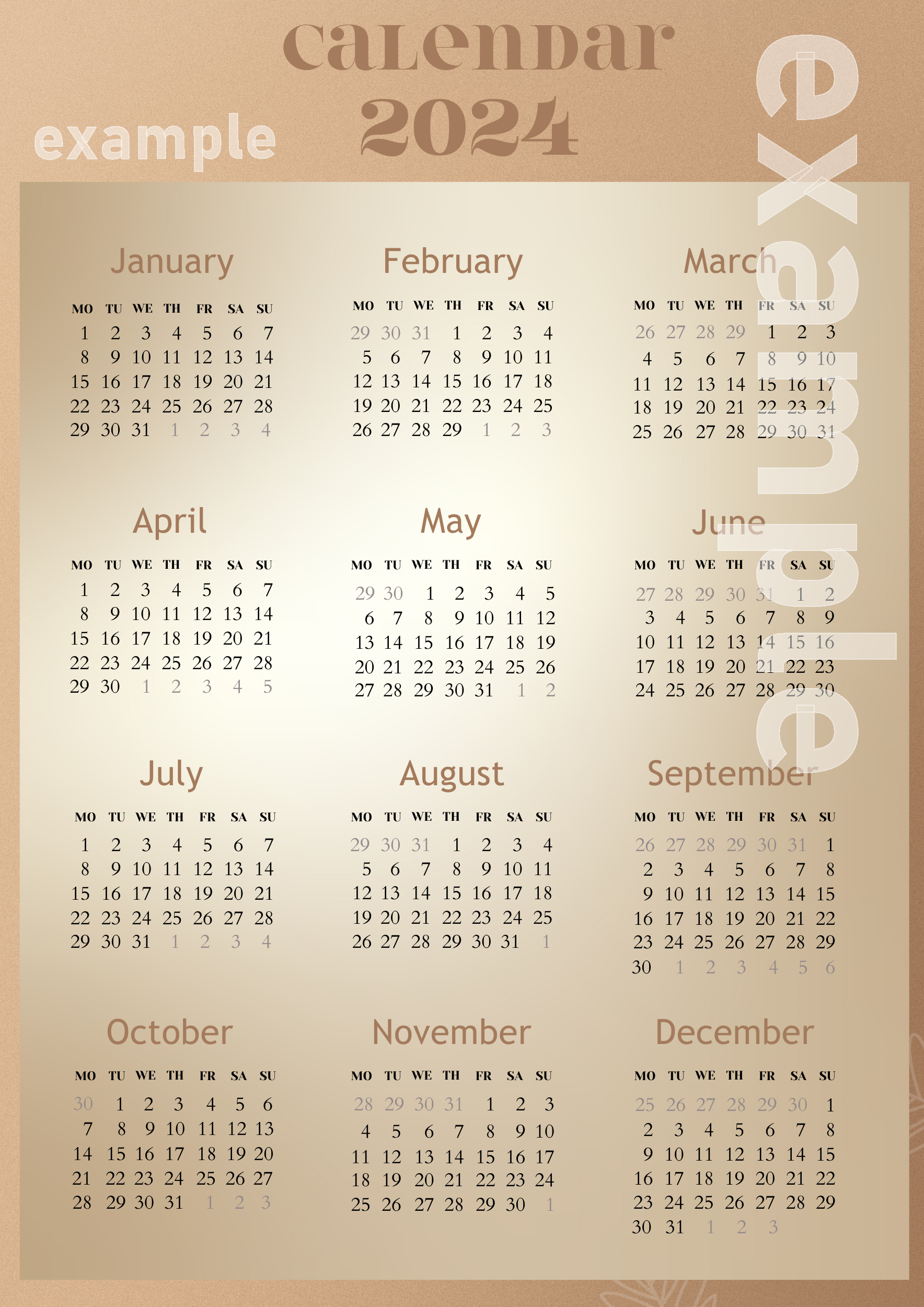 Office calendar 2024, Business calendar. Printable Wall Cale - Inspire ...