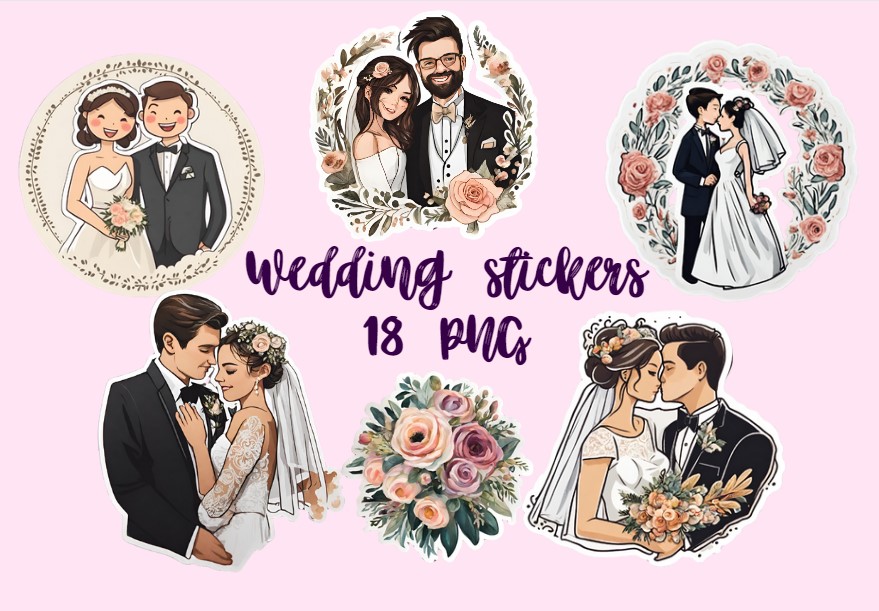 Wedding stickers. Round wedding stickers. Printable wedding | Inspire ...
