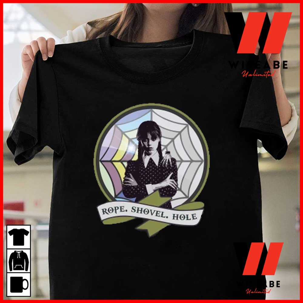 Vintage Jenna Ortega Rope Shovel Hole Wednesday Addams T Shi - Inspire ...