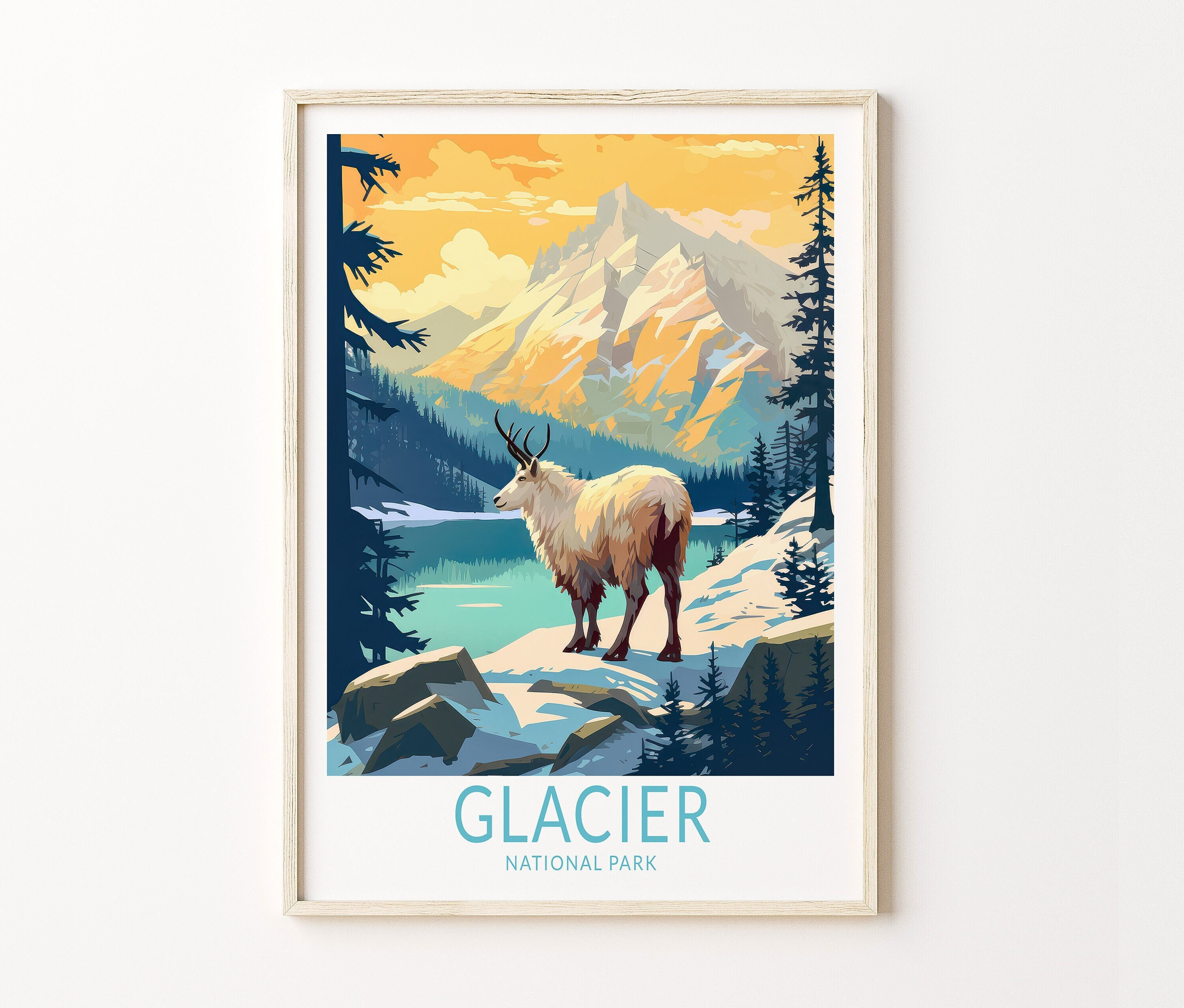 Glacier National Park Travel Poster, Glacier Montana Poster, | Inspire ...