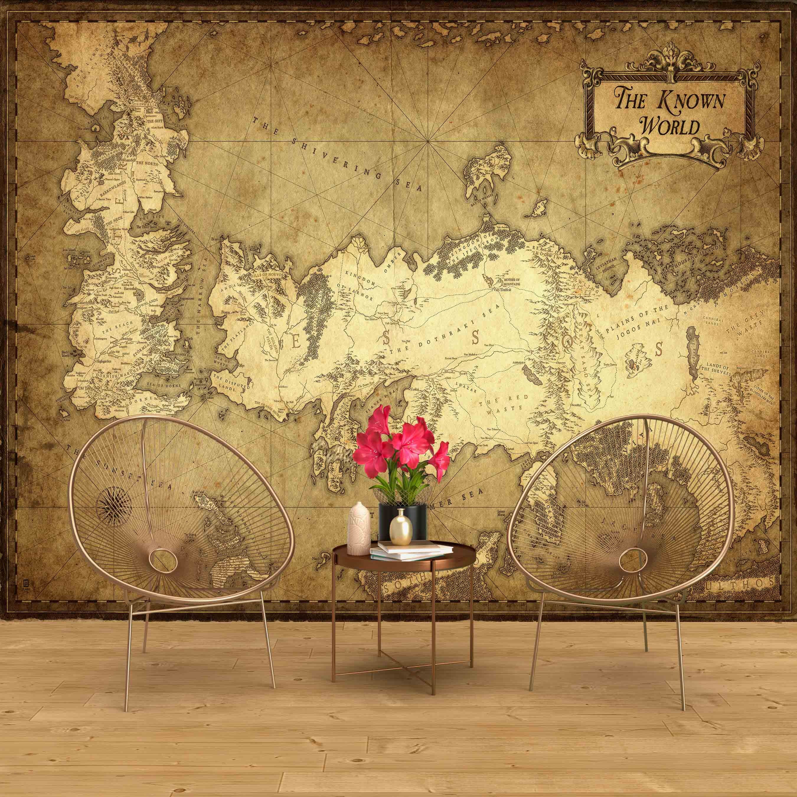 Game of Thrones Map Wall Art, Westeros Map Wall Decor, Map W | Inspire ...