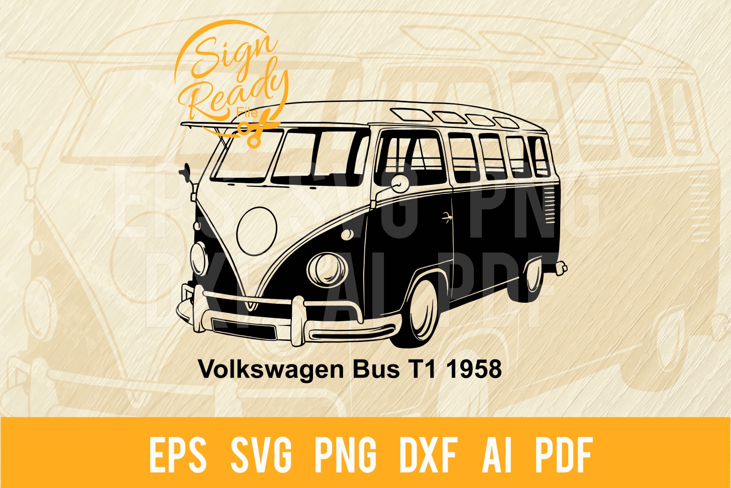 Volkswagen Bus T1 1958 SVG - Classic Car Vector Clipart SVG | Inspire ...