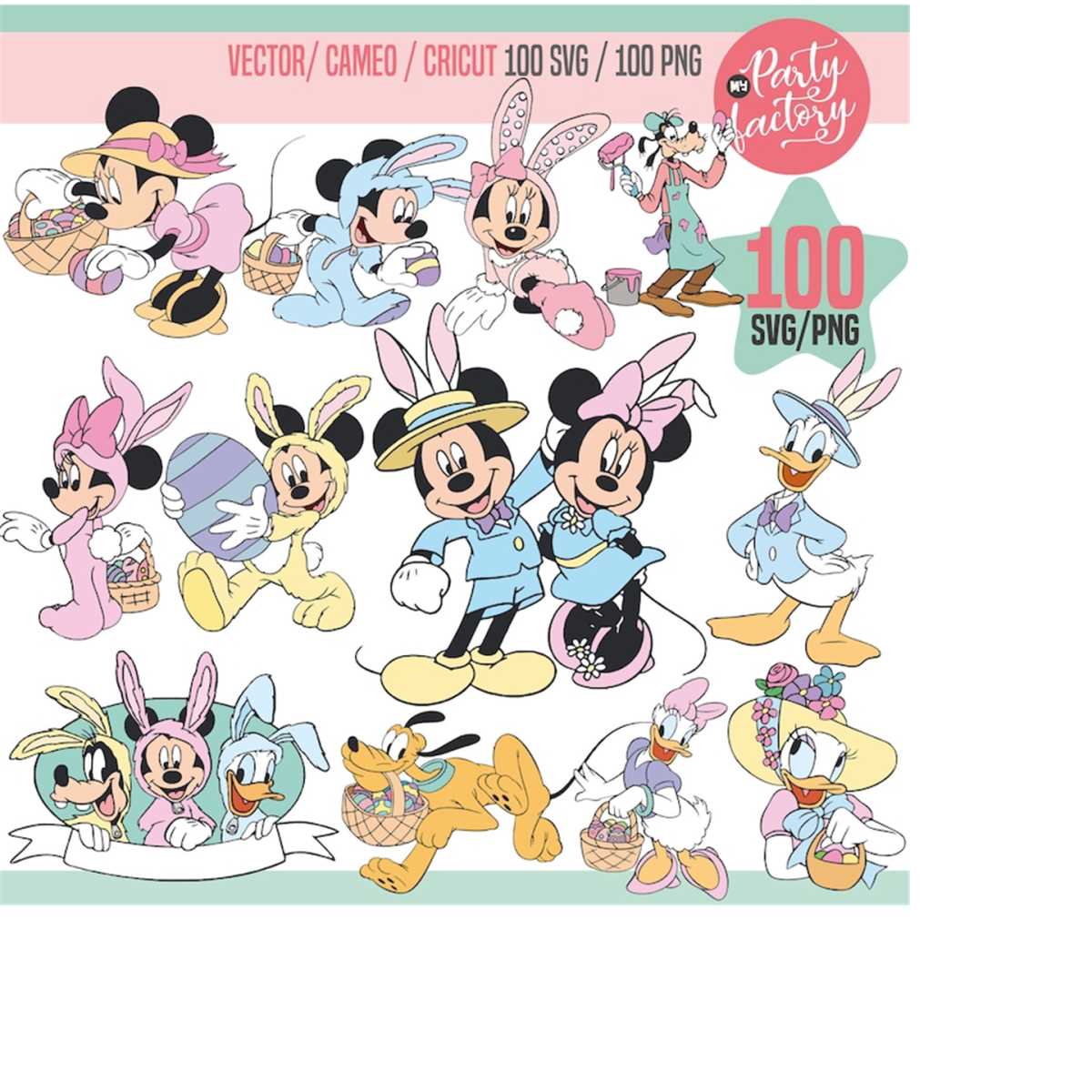 Easter Mickey and Friends 100 SVG Files, vector file, Pastel - Inspire ...