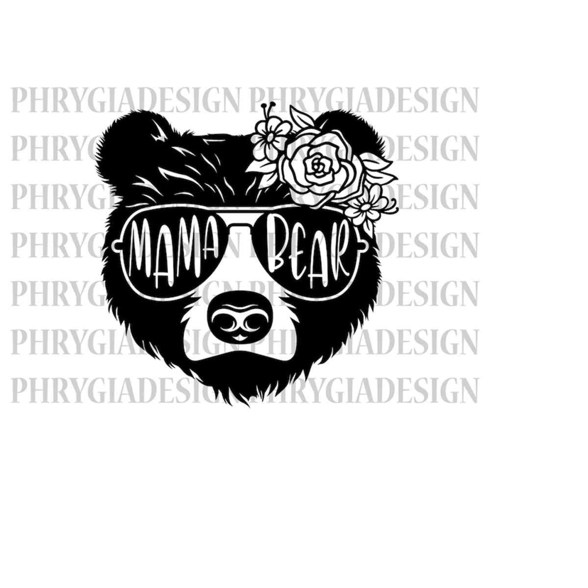Mama Bear Svg , Floral Bear Svg , Mama Bear With Sunglasses | Inspire ...