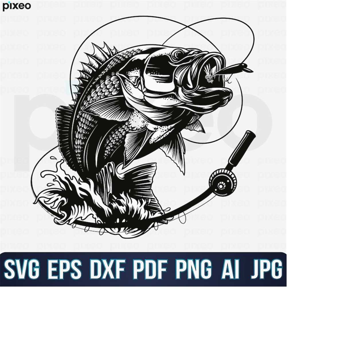 Bass Fishing Svg, Fishing Svg, Bass Fish Svg, Bass Clipart, | Inspire ...