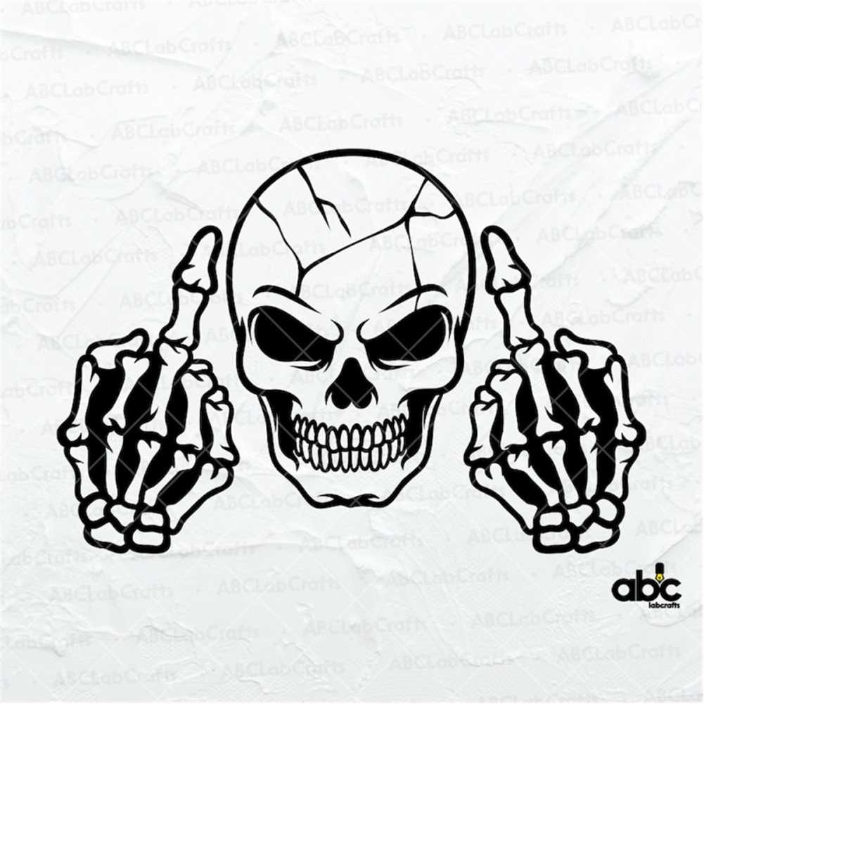 Skull Middle Finger Svg File | Skull Clipart | Skull Cut Fil | Inspire ...