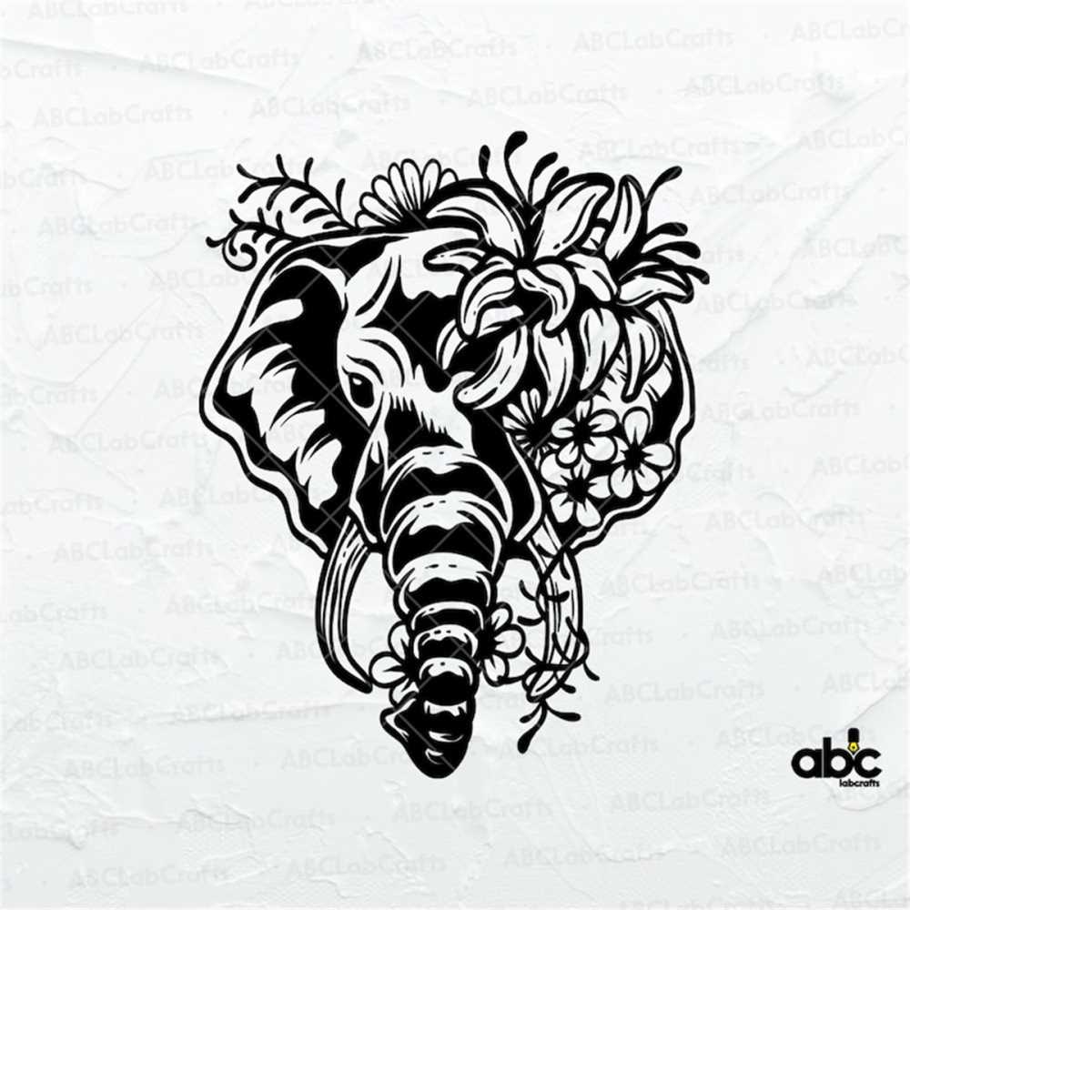 Floral Elephant Svg File | Elephant Clipart | Florals Svg | | Inspire ...