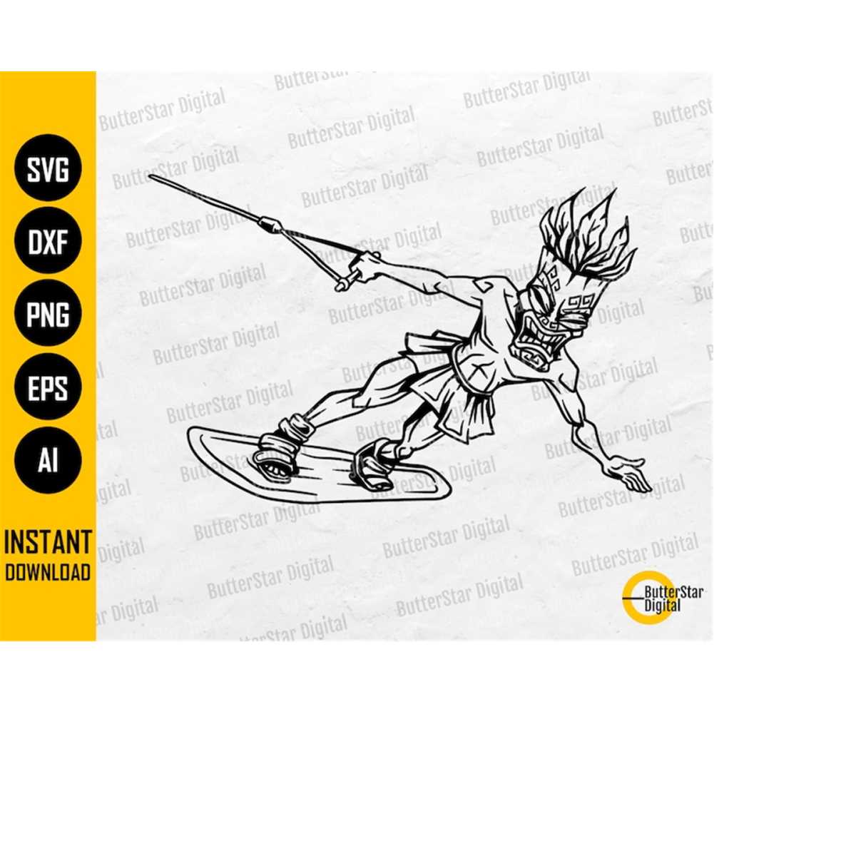 Tiki Man Wakeboarding SVG | Wakeboarder SVG | Hawaiian Sea R - Inspire ...