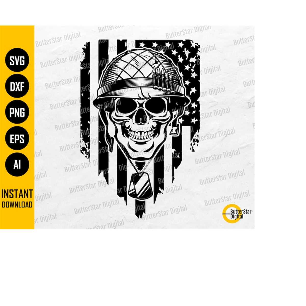 American Soldier Skull SVG | US Military | Army War Veteran | Inspire ...