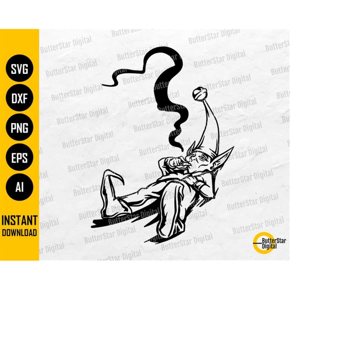 Smoking Elf SVG | Smoke Cannabis SVG | Joint Ganja Blunt Bak | Inspire ...