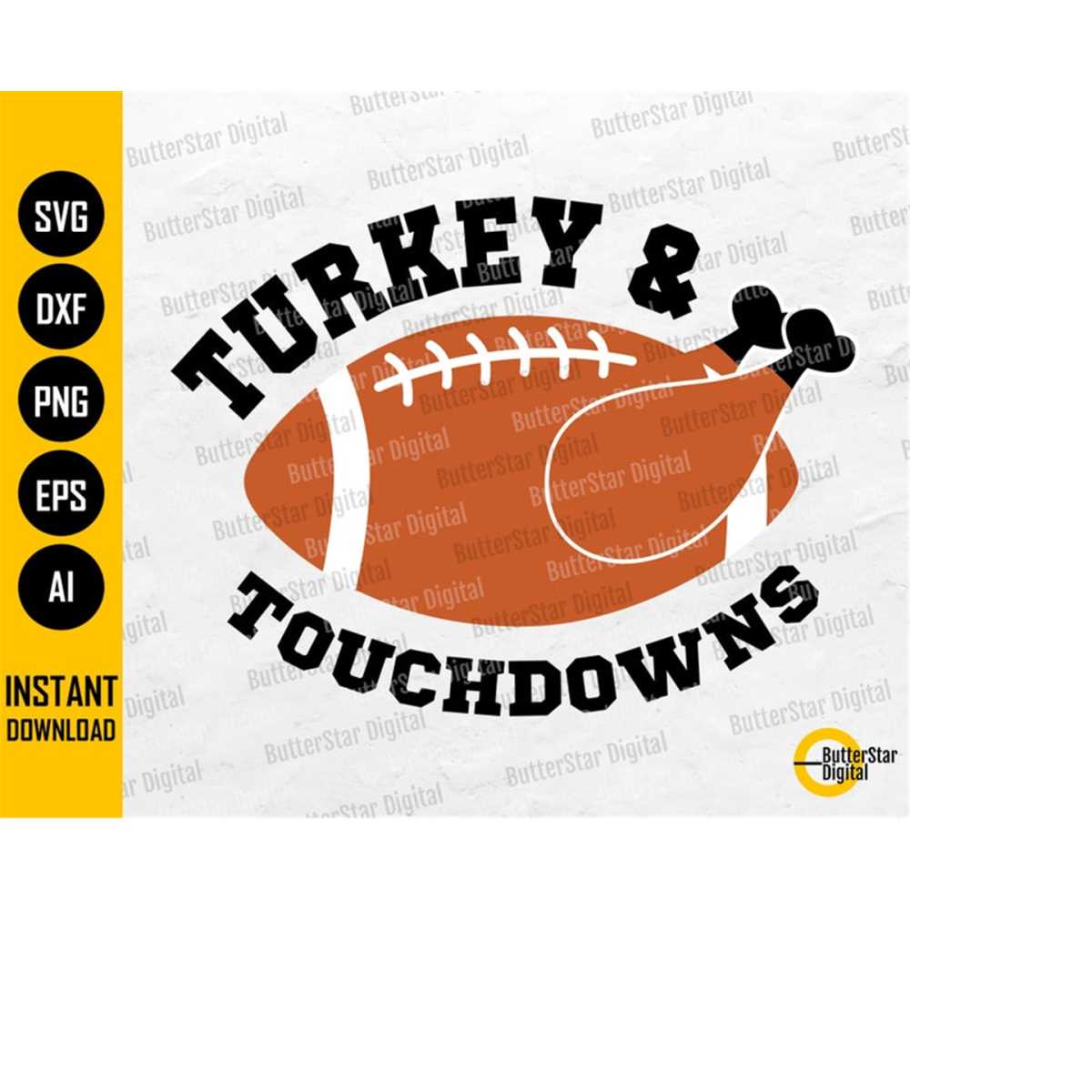 Turkey And Touchdowns SVG | Thanksgiving Day SVG | Football | Inspire ...