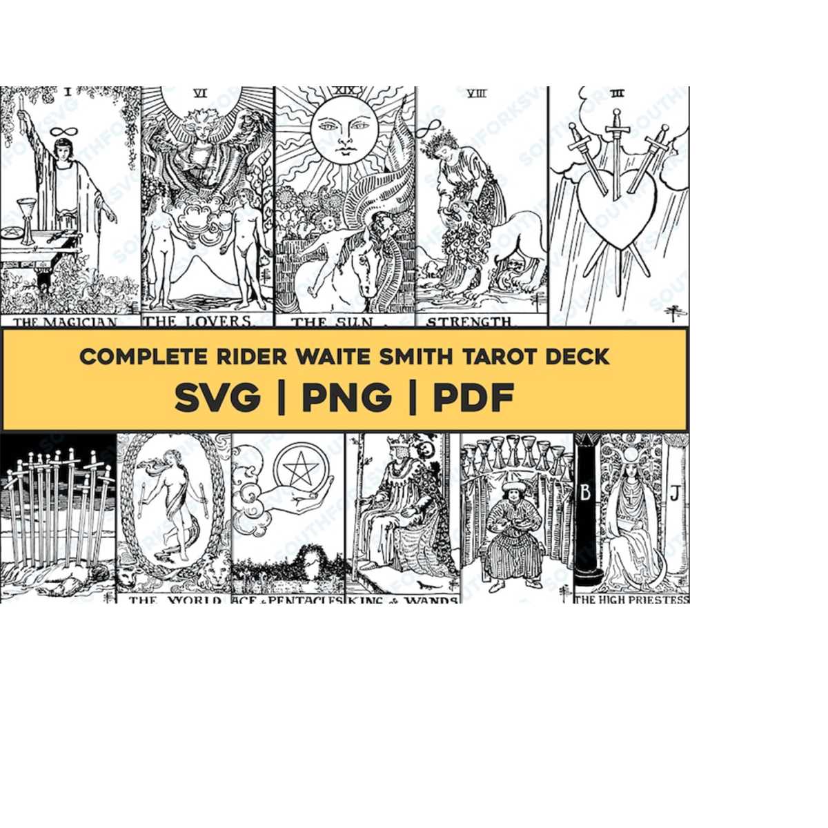 Full Set 78 Rider Waite Smith Tarot Card Deck Bundle SVG PNG | Inspire ...