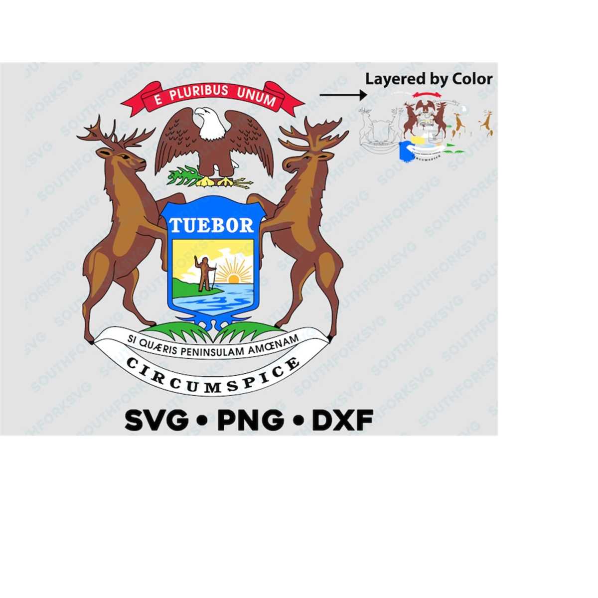 Michigan State Flag Crest svg png dxf vector graphic design | Inspire ...