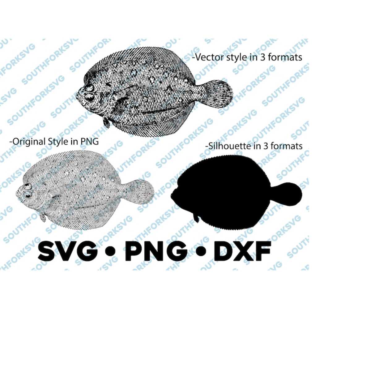 Flounder Halibut Flatfish Sole Turbot Plaice SVG PNG DXF vec | Inspire ...