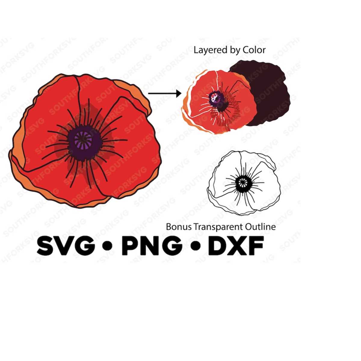 Poppy Flower SVG PNG DXF Layered by Color Cut File Cricut Si | Inspire ...
