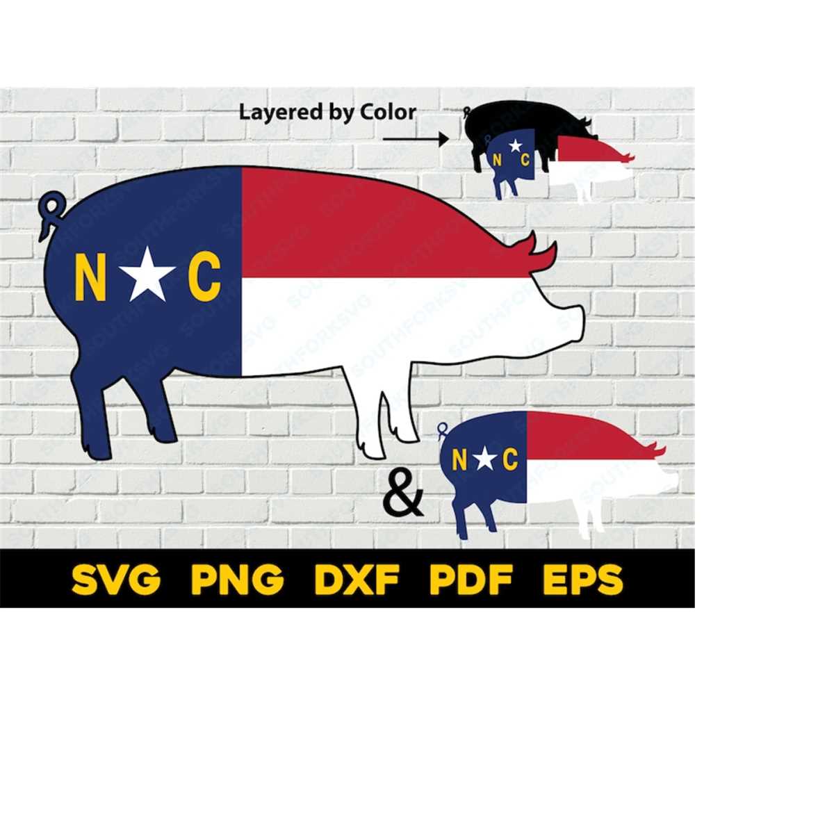 North Carolina Flag Inside Pig Layered svg png dxf eps pdf | | Inspire ...