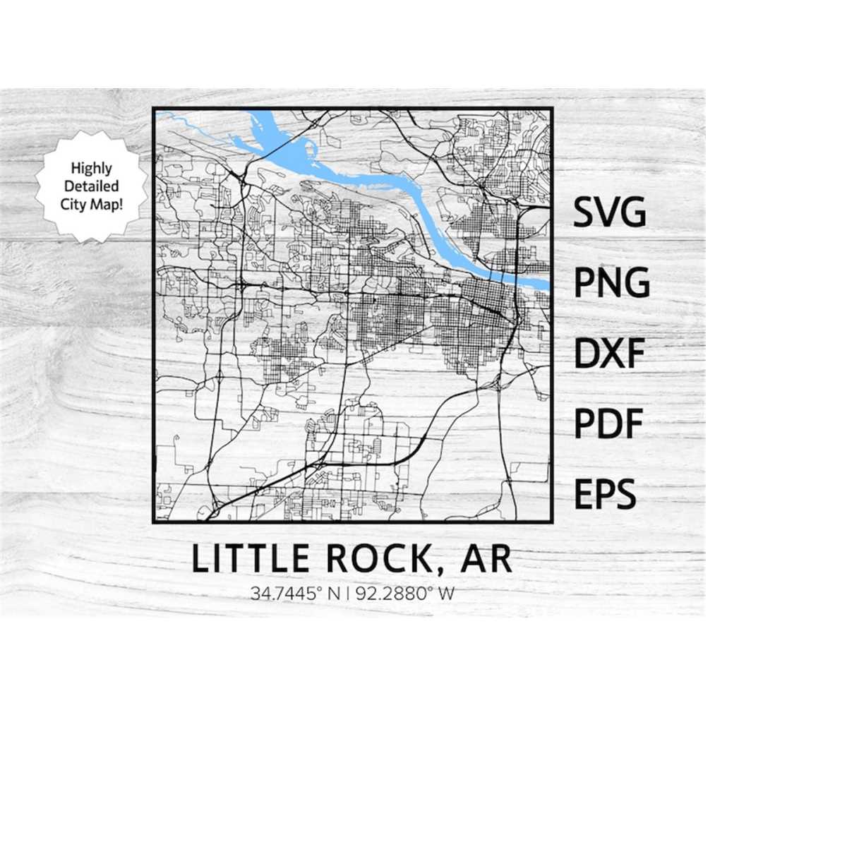 Little Rock Arkansas City Road River Map | svg png dxf pdf e | Inspire ...