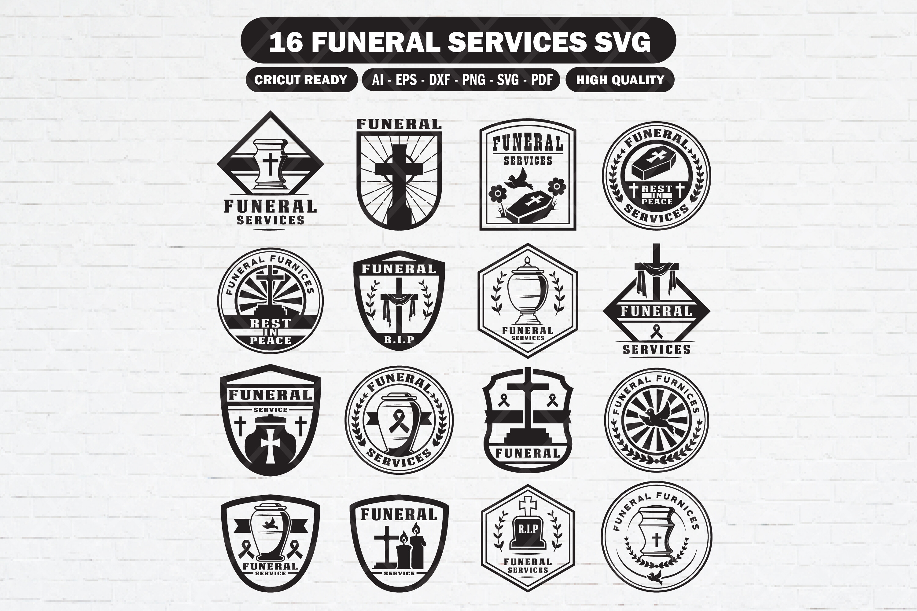 Funeral svg bundle, Funeral services clipart design, Memoria | Inspire ...