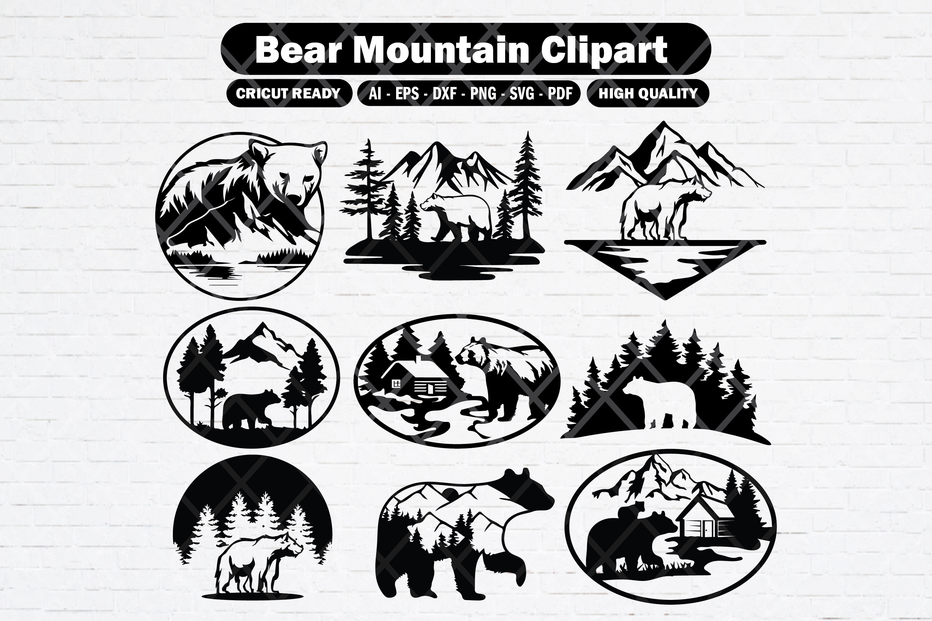 Mountain SVG, Bear Family Svg, Mountain Forest Svg, Forest S | Inspire ...