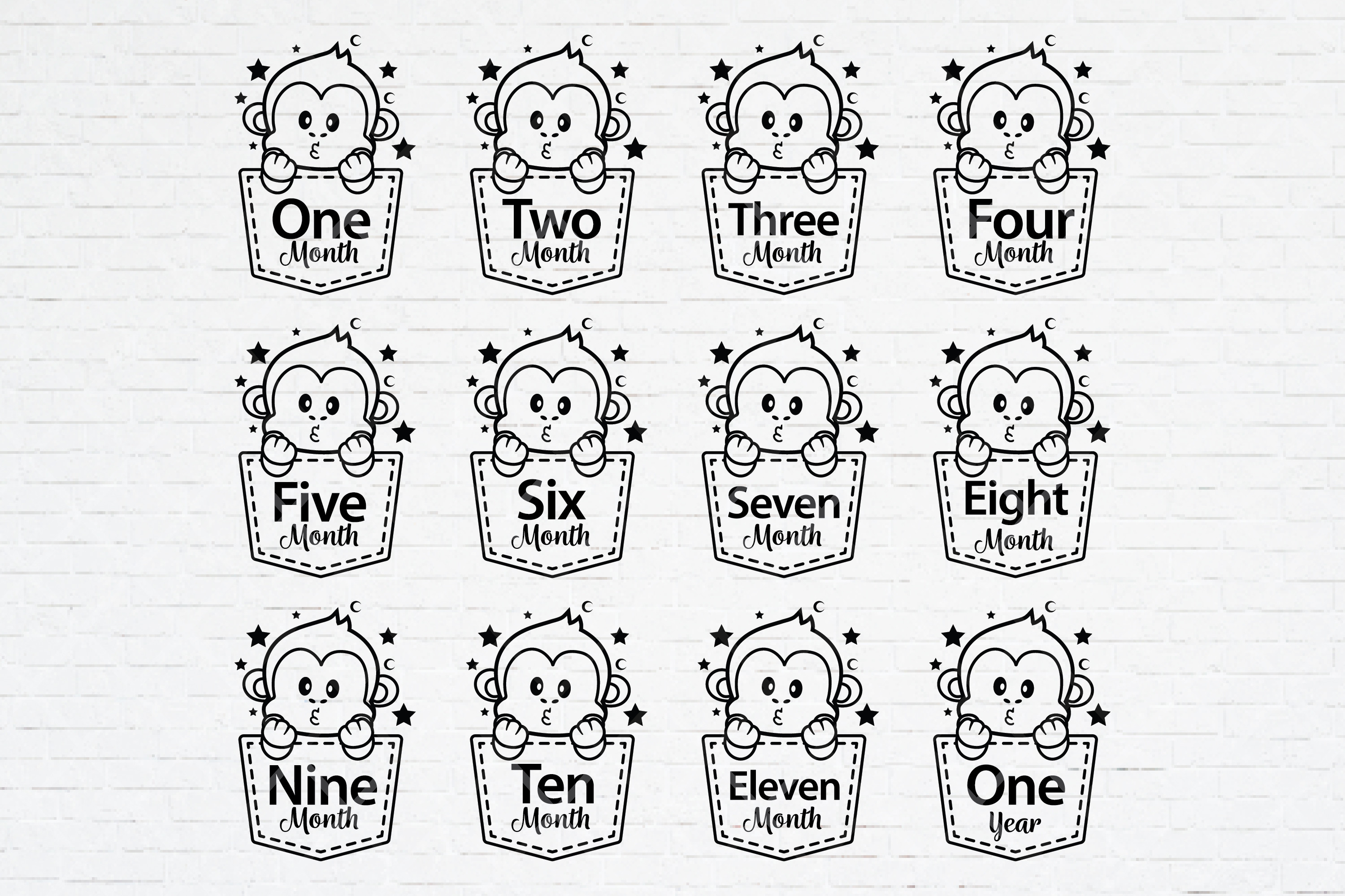 Cute Baby Milestone Rounds SVG Bundle, monthly milestone svg | Inspire ...