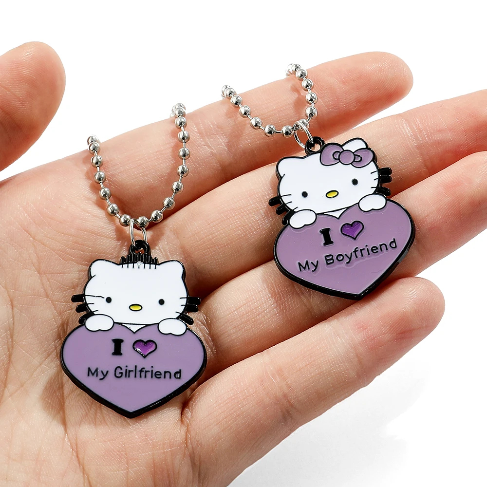 Hello Kitty Couple Pendant Necklace I Love My Boyfriend Girl | Inspire ...