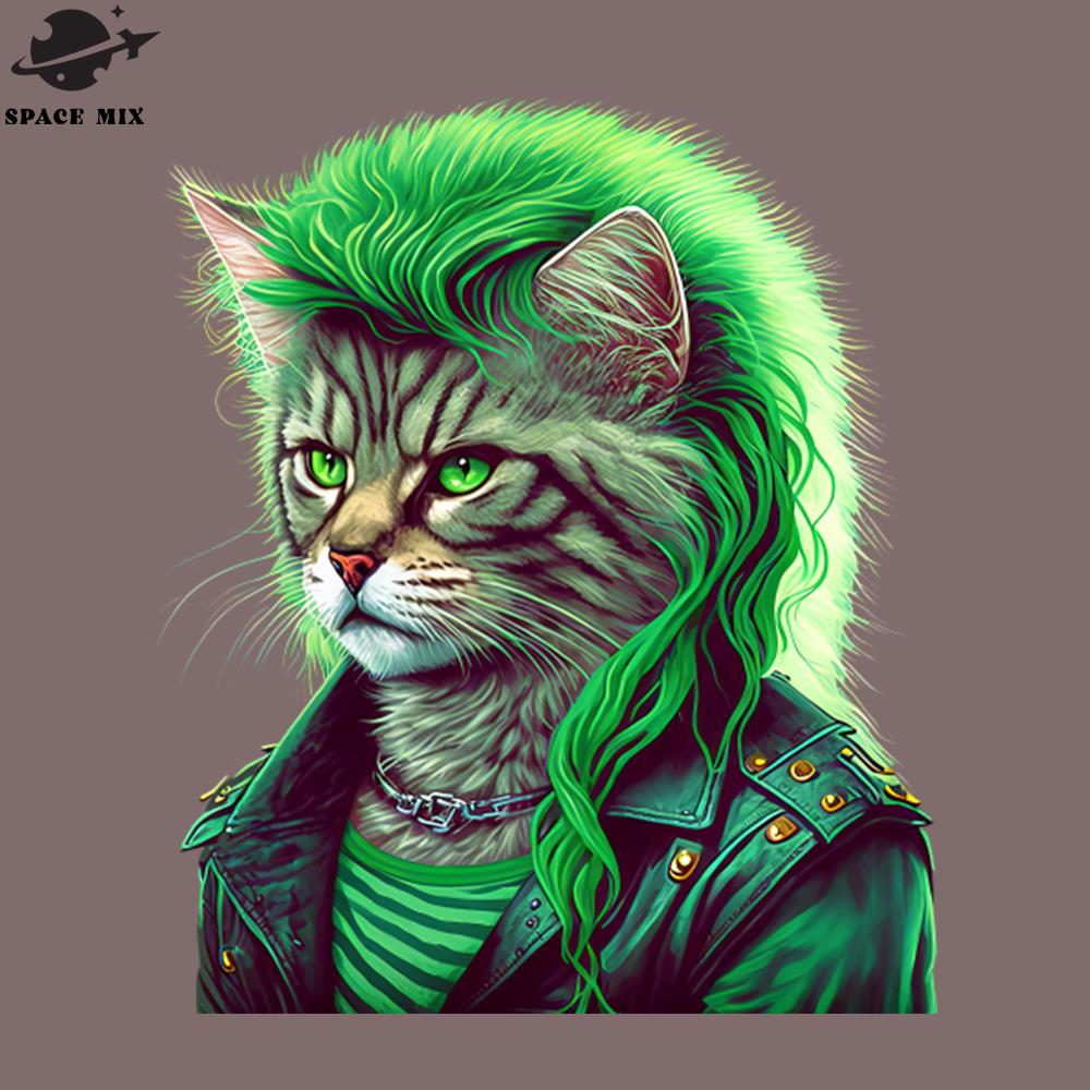 80s Heavy Metal Cat With Mullet PNG Design | Inspire Uplift
