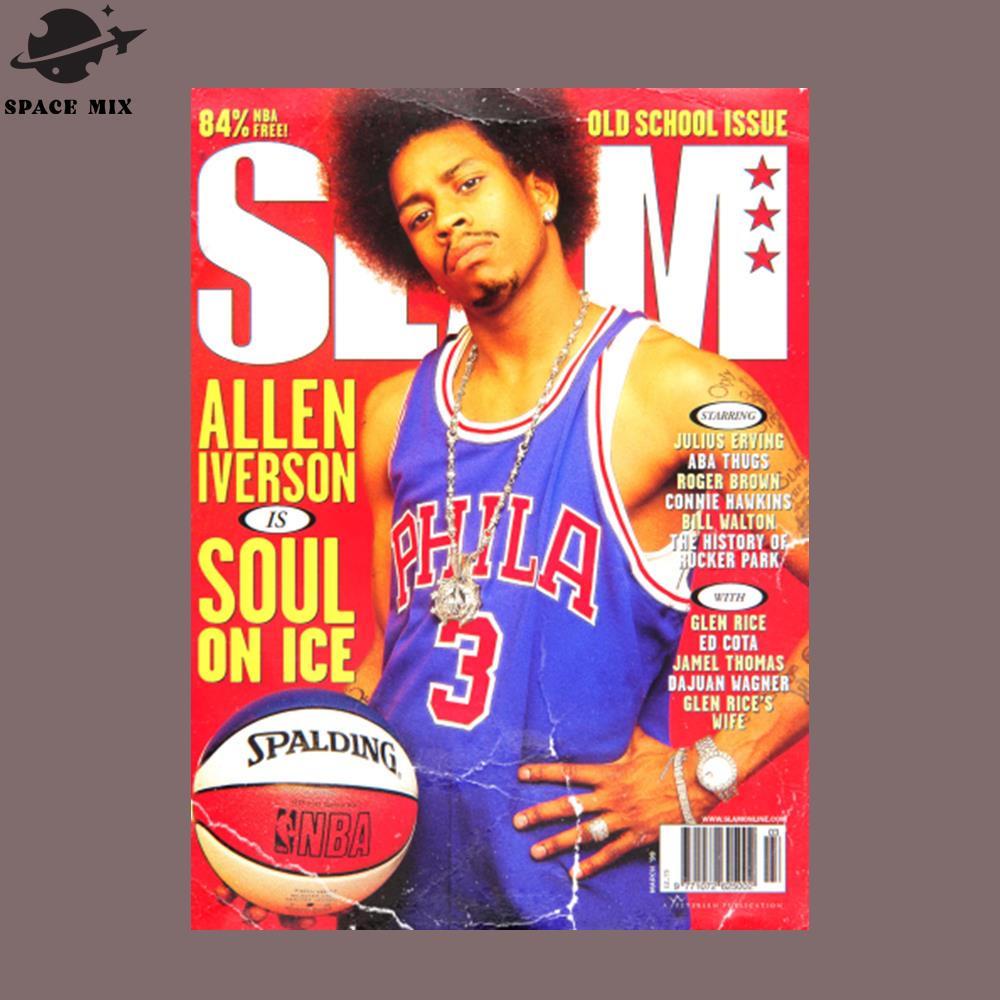 Allen Iverson Distressed Slam Cover PNG Design | Inspire Uplift
