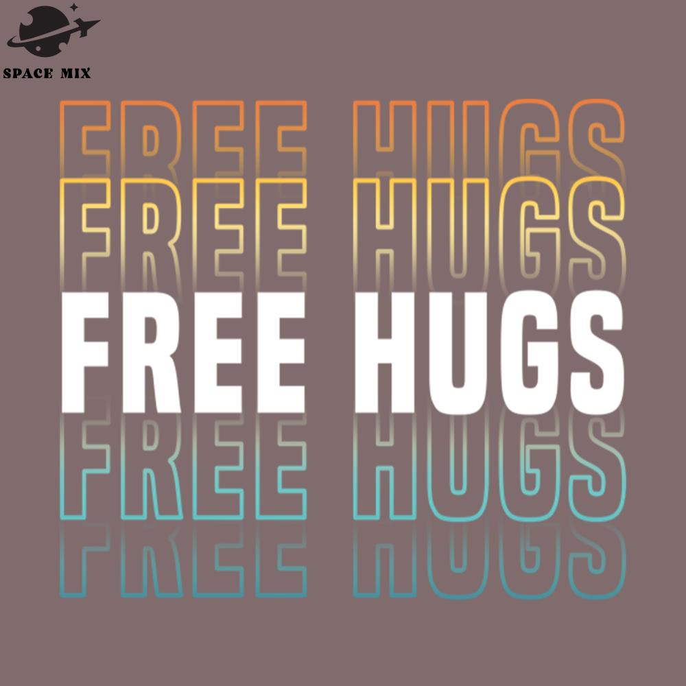 Free Hugs lowing Line Typography Style PNG Design | Inspire Uplift