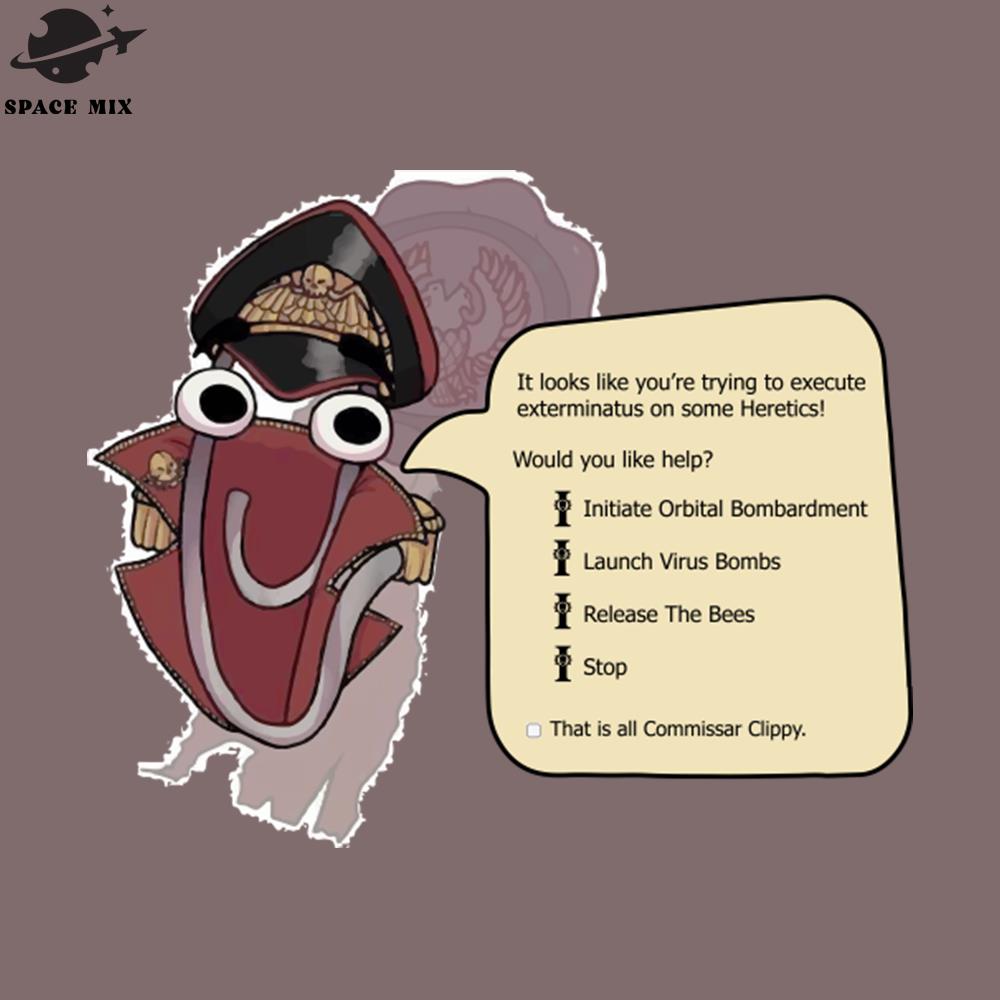 Commissar Clippy Funny 40k Meme rint PNG Design | Inspire Uplift