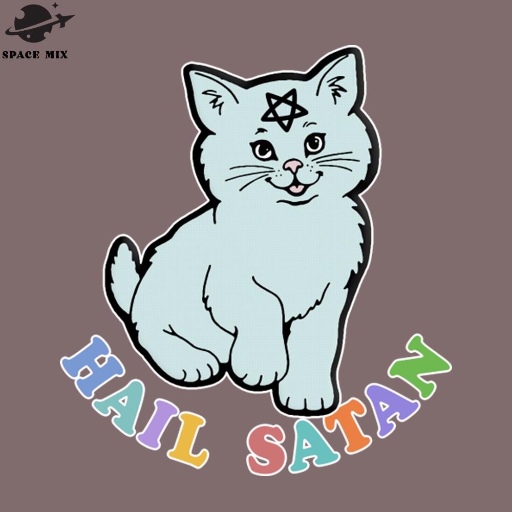 Hail Satan Adorable Cute Kitty PNG Design - Inspire Uplift