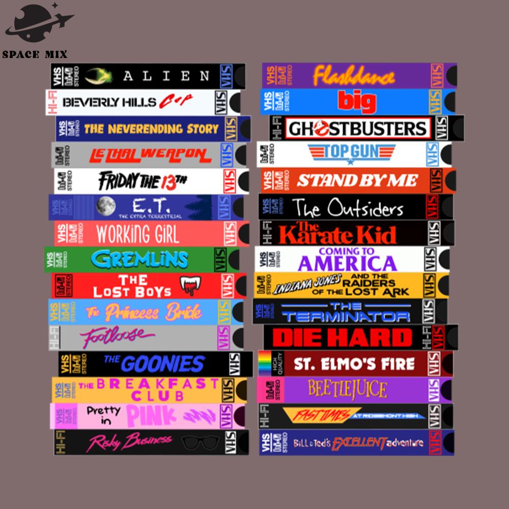 Retro 80s Movies VHS Stacks PNG Design | Inspire Uplift