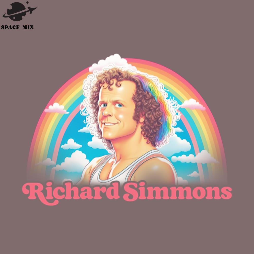 Richard Simmons Retro Aesthetic Rainbow Fan Art PNG Design | Inspire Uplift