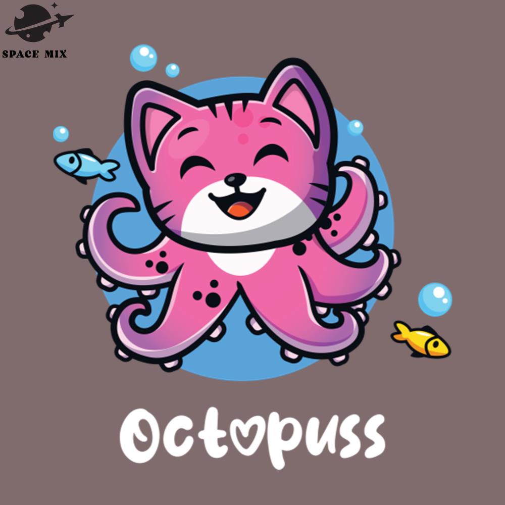 Octopuss funny octopus cat on dark colors PNG Design | Inspire Uplift