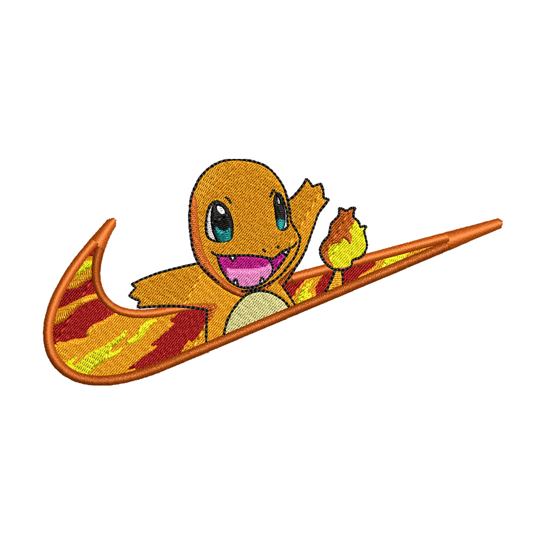 Nike x Charmander embroidery design, Pokemon embroidery,Nike | Inspire ...