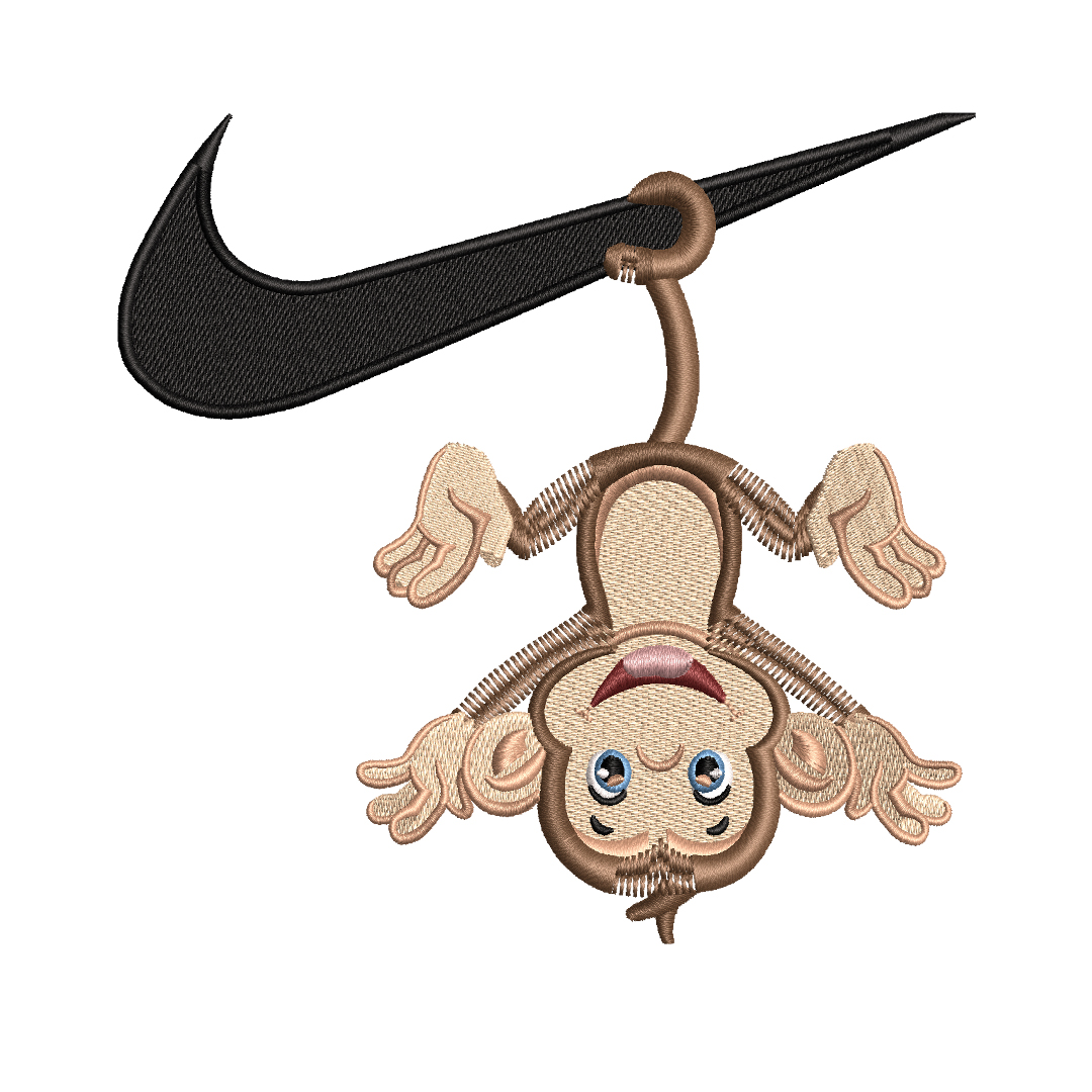 Monkey Nike logo embroidery design, Monkey Nike embroidery, | Inspire ...