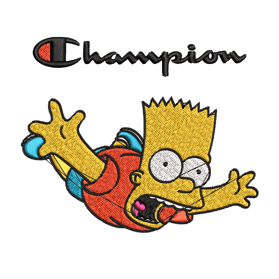 Bart Simpson Champion Embroidery design, Simpson Embroidery, | Inspire ...