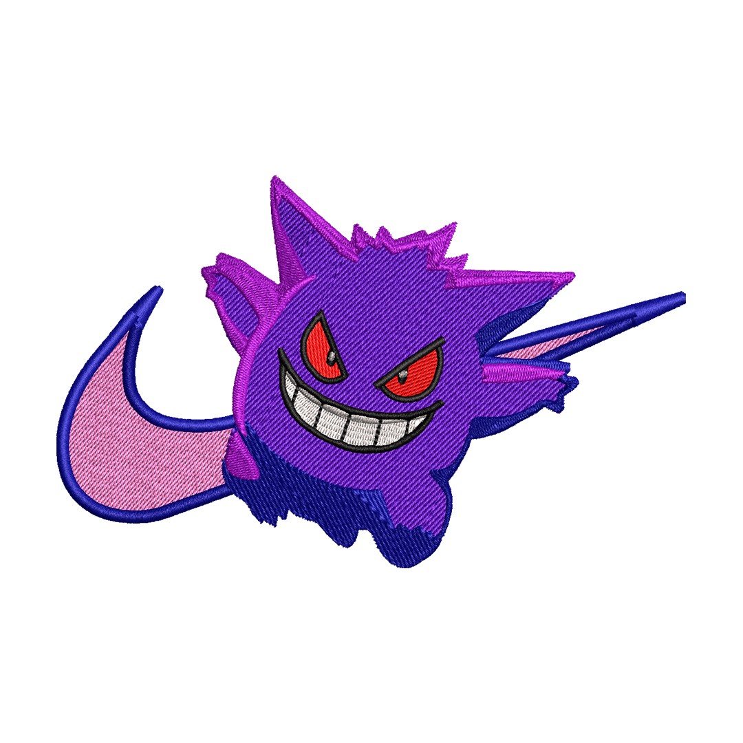 Gengar Nike embroidery design, Pokemon embroidery, nike desi | Inspire ...