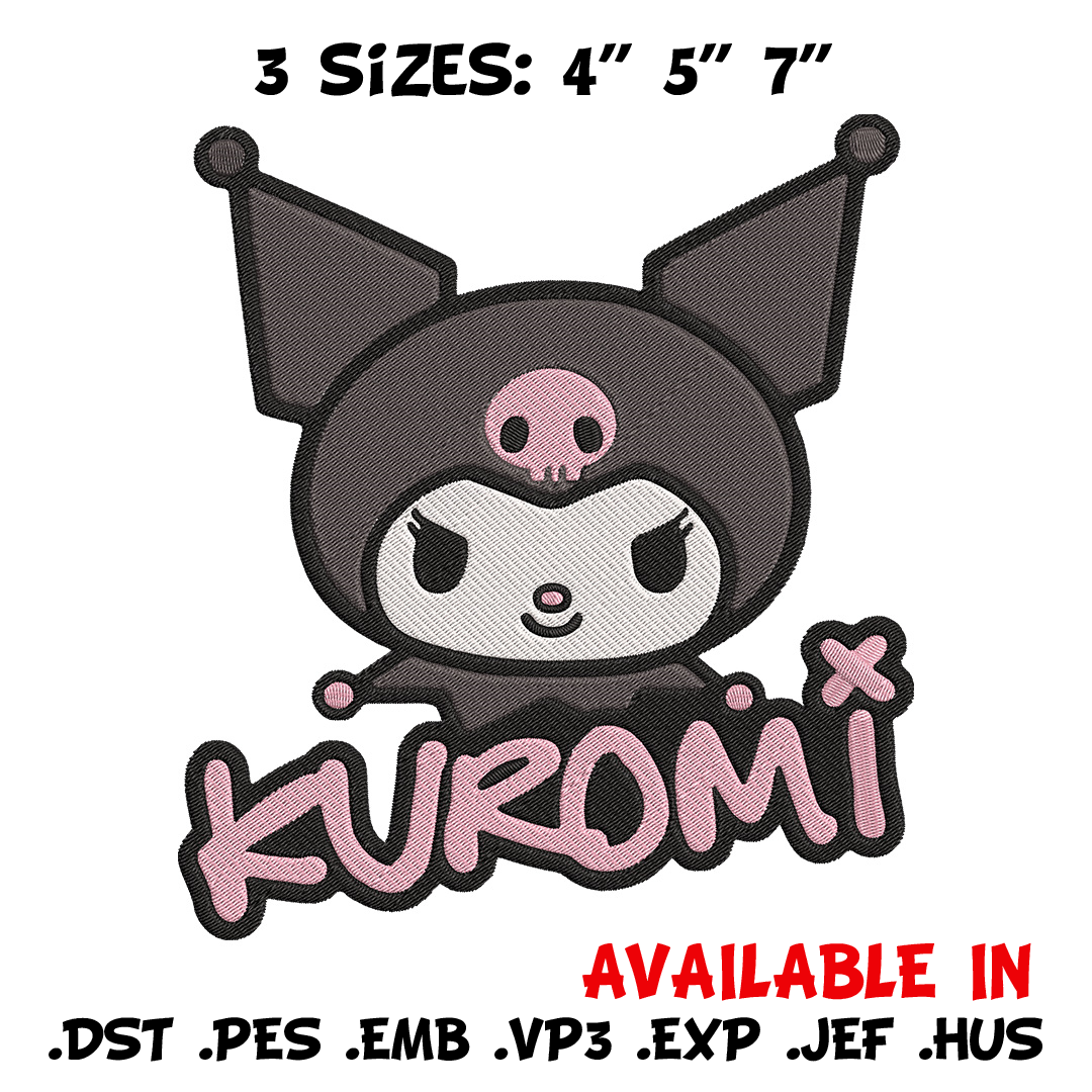 Kuromi logo Embroidery Design, Hello kitty Embroidery, Embro | Inspire ...