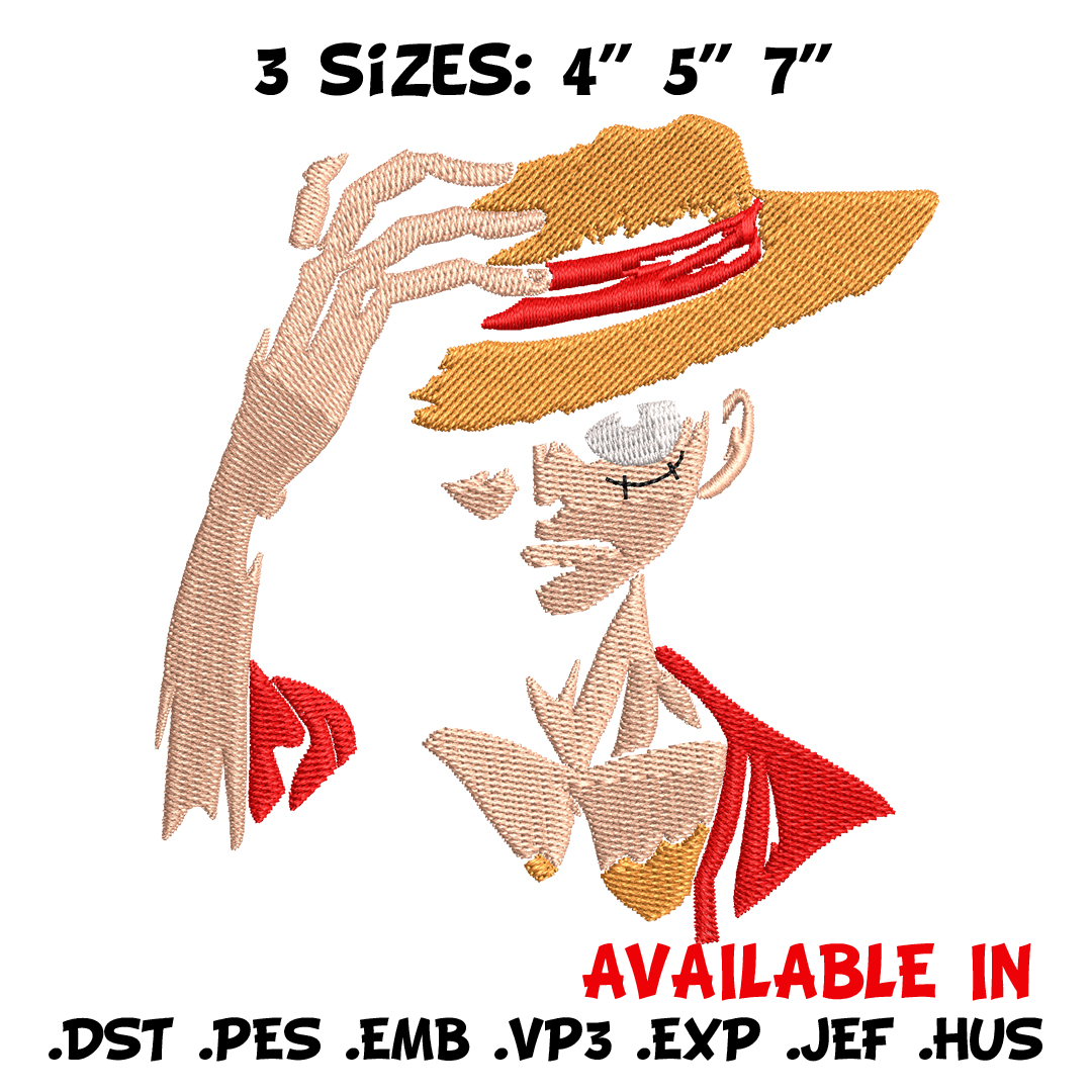 Monkey D. Luffy embroidery design, One Piece embroidery, emb - Inspire ...