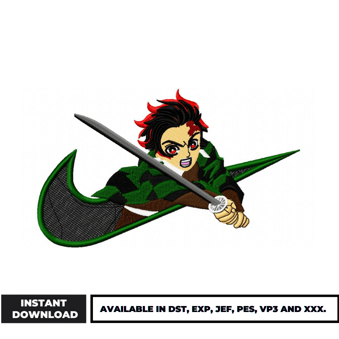 Tanjiro sword nike embroidery design, Demon slayer embroider | Inspire ...