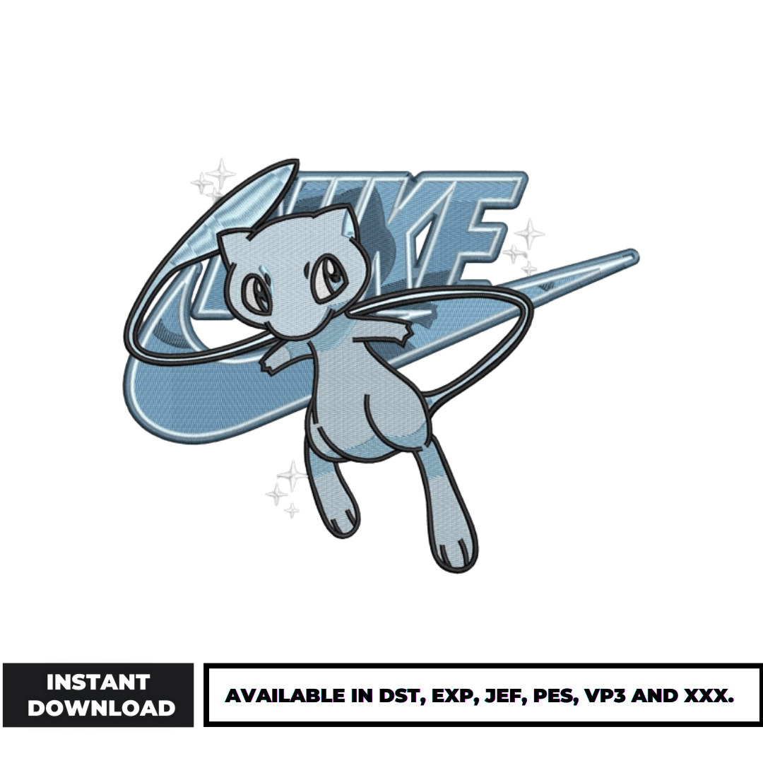 Mew nike embroidery design, Pokemon embroidery, anime embroi | Inspire ...