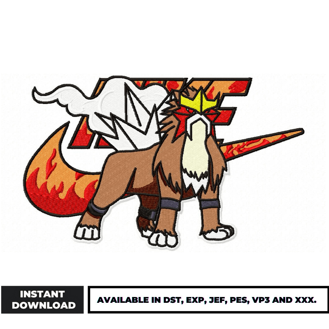 Entei Nike embroidery design, Pokemon embroidery, anime embr | Inspire ...