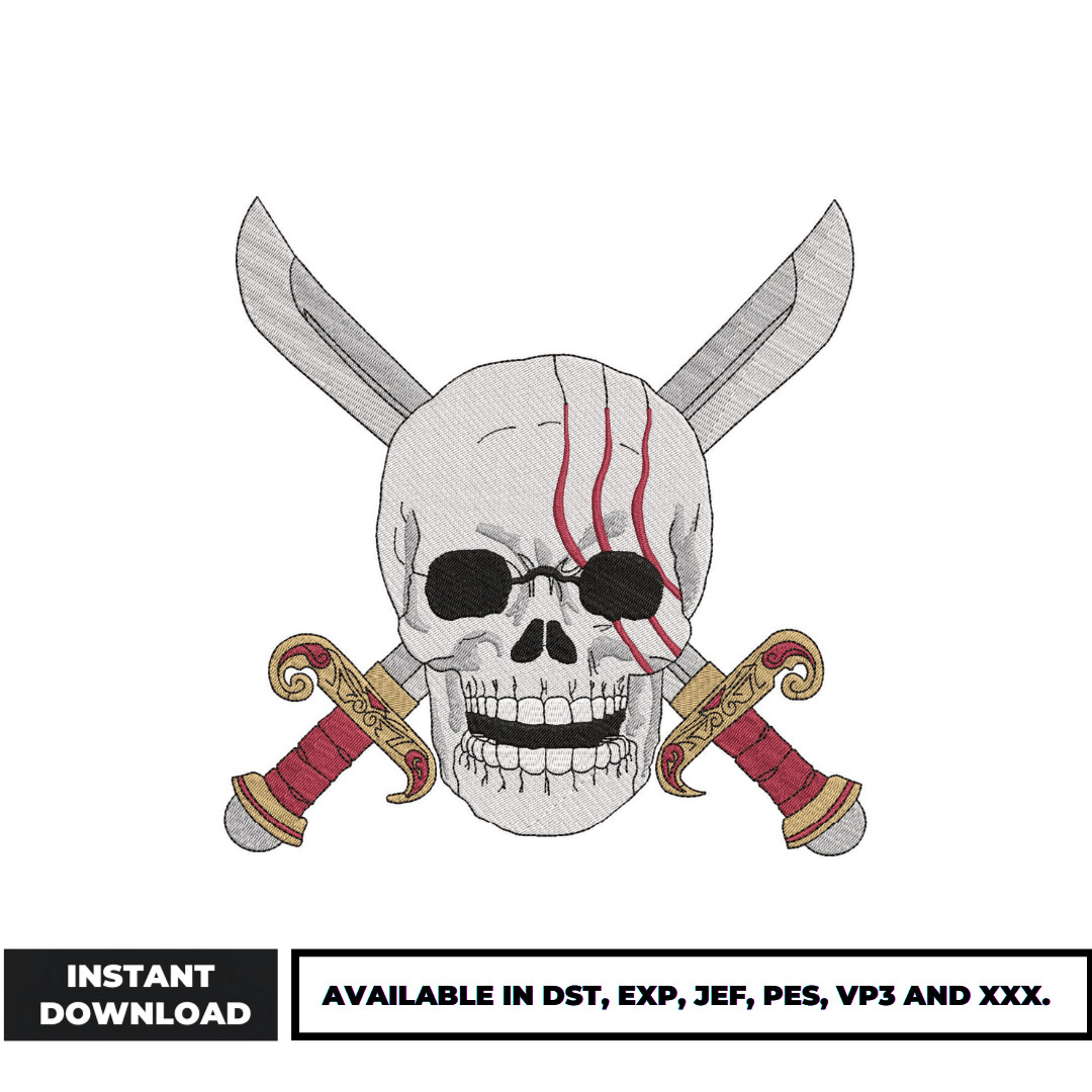 Skull Shanks Logo embroidery design, One Piece embroidery, a | Inspire ...