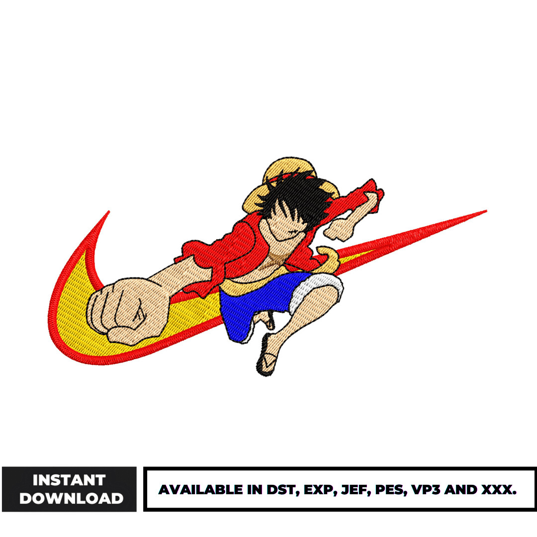 Luffy Logo Nike embroidery design, One Piece embroidery, ani | Inspire ...