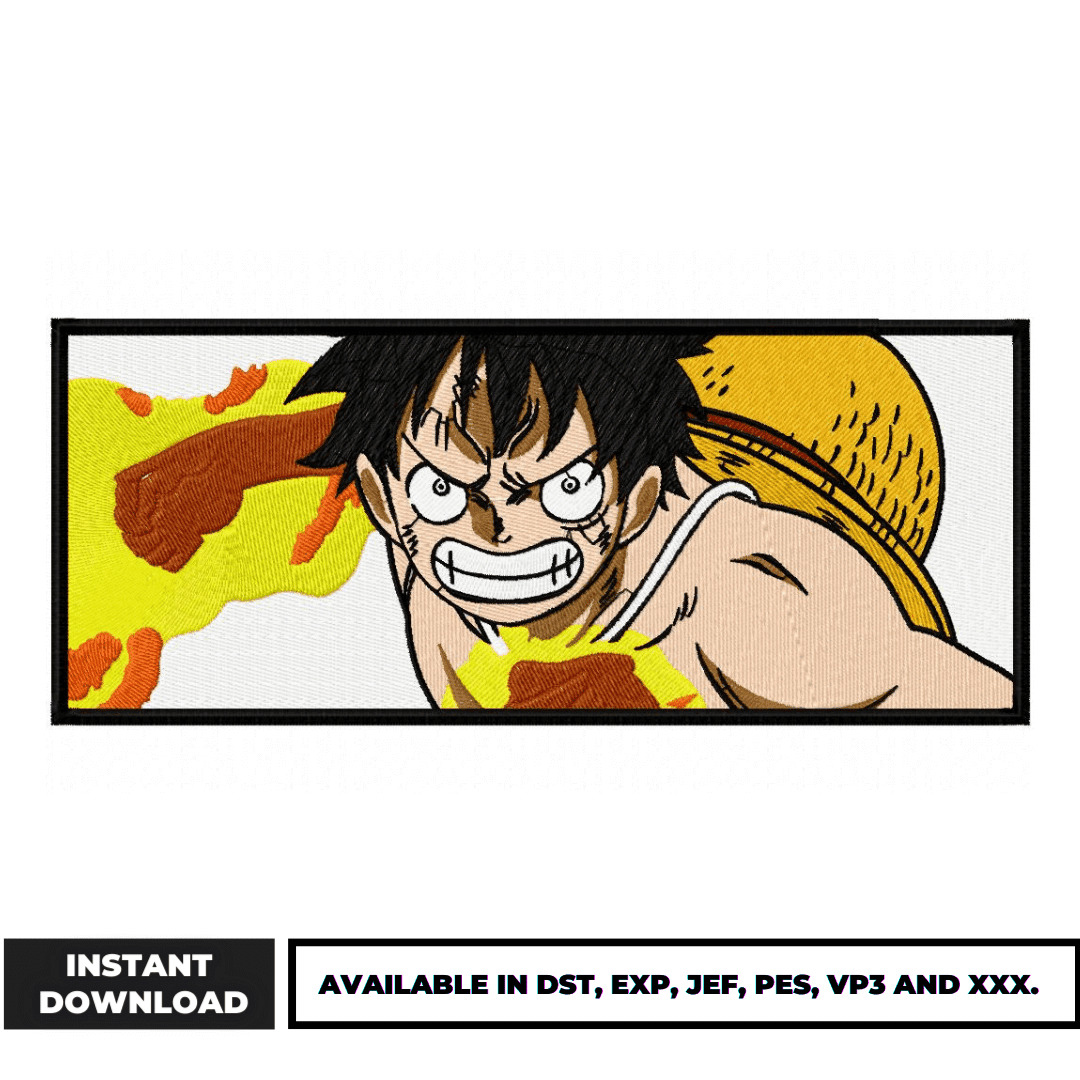 Luffy hand fire embroidery design, One Piece embroidery, ani | Inspire ...