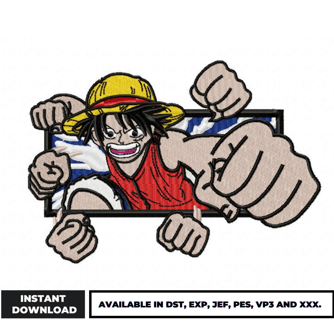 Luffy punch embroidery design, One Piece embroidery, anime e | Inspire ...
