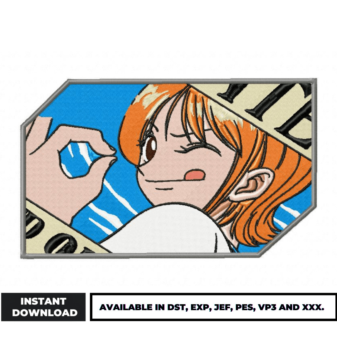 Nami wanted poster embroidery design, One Piece embroidery, | Inspire ...