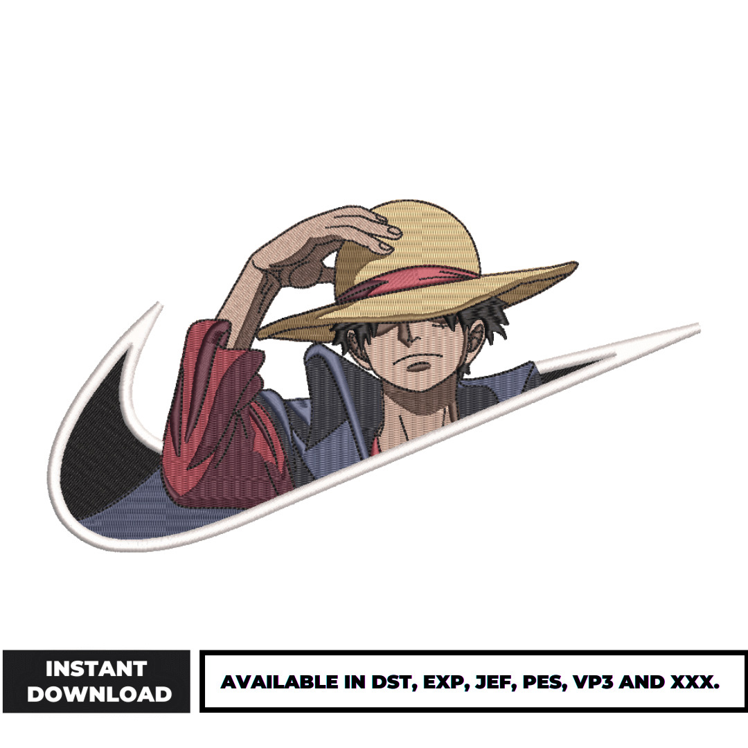 Monkey D. Luffy logo nike embroidery design, One Piece embro | Inspire ...
