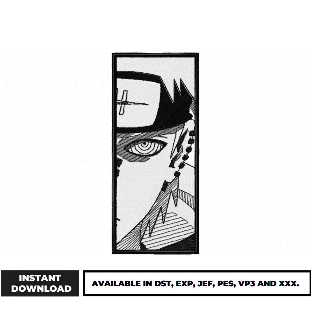 Pain half face anime embroidery design, naruto anime embroid | Inspire ...