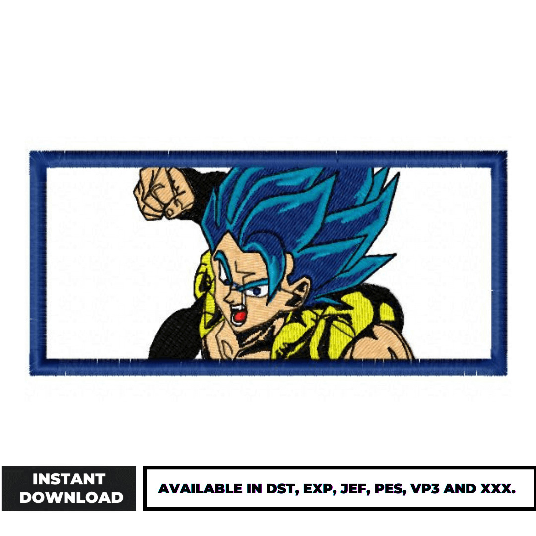 Gogeta blue embroidery design, Dragon Ball embroidery, anime | Inspire ...